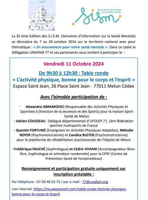 Table ronde « L’activité physique, bonne pour le corps et l’esprit » - SISM